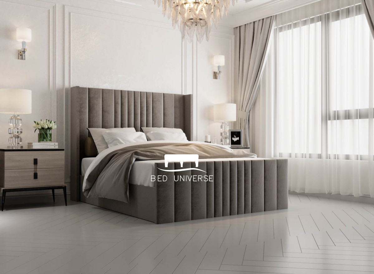 Millhouse Stripe Line Linear Panels Winged Bed Frame - Bed Universe