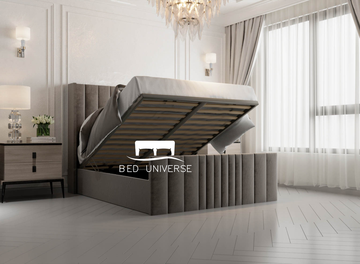 Millhouse Stripe Line Linear Panels Winged Bed Frame - Bed Universe